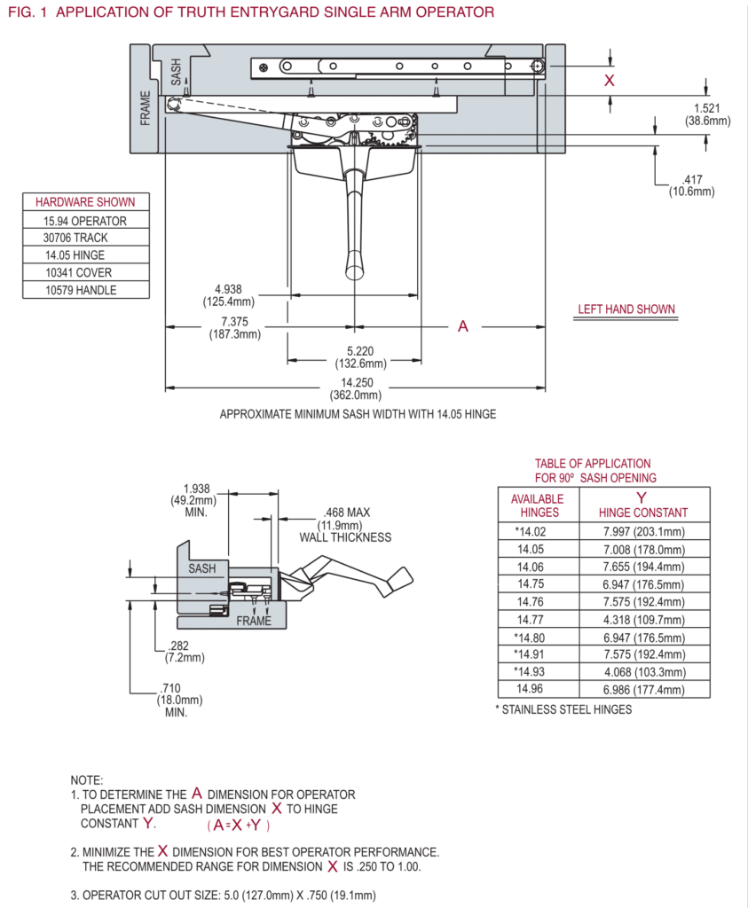 Single Arm Casement Window Operator 'Entrygard' 9.5'' Arm (Truth ...