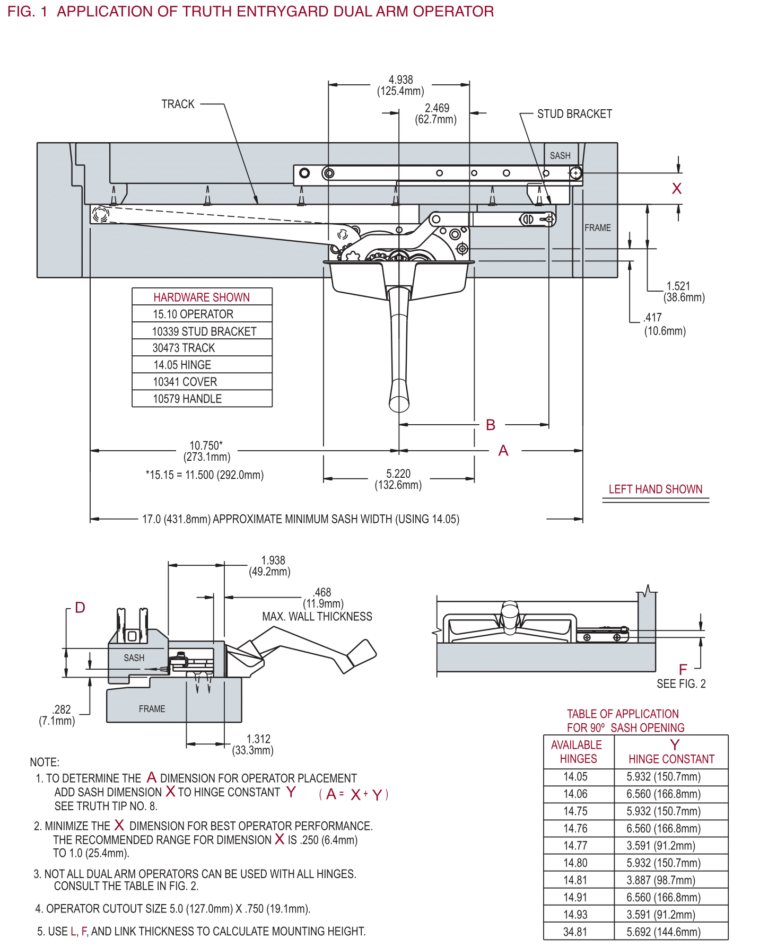 Dual Arm Casement Operator 'Entrygard' 3-13/16'' (Truth Hardware 15.161 ...